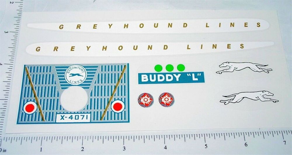Buddy L Windup Greyhound Bus Sticker Set - Toy Decals - Gasoline Alley Toys