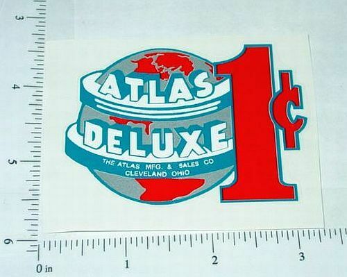 Atlas Deluxe 1 Cent Vending Machine Sticker - Toy Decals - Gasoline ...