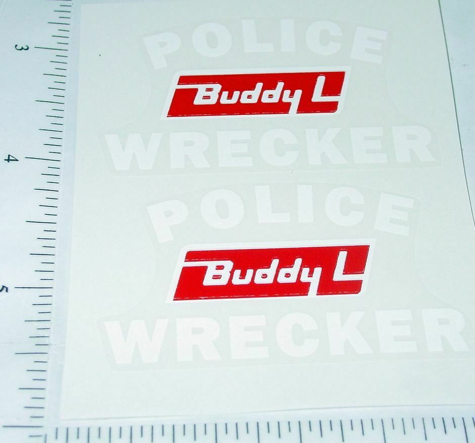 Pair Buddy L Police Wrecker Tow Truck Stickers - Toy Decals - Gasoline ...