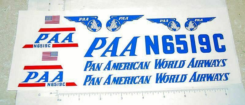 Marx Pan Am Airplane Sticker Set - Toy Decals - Gasoline Alley Toys