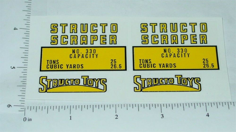 Pair Structo Scraper Construction Vehicle Sticker Set - Toy Decals ...