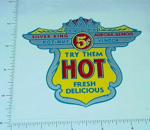 Silver King 5 Cent Hot-Nut Vending Sticker - Toy Decals - Gasoline ...